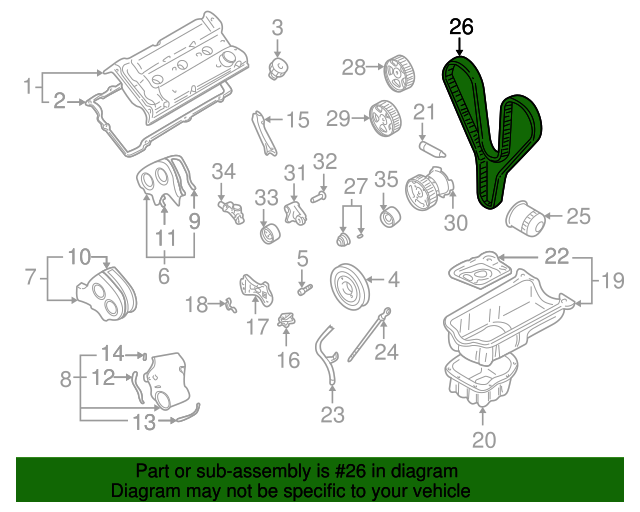 Hyundai - 24312-39800 - Timing Belt - 2002-2006 Hyundai | OEM Hyundai ...