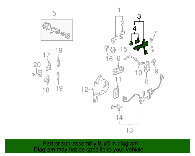 2008 Cadillac Driver Side Front Exterior Door Handle Bracket with Seals ...