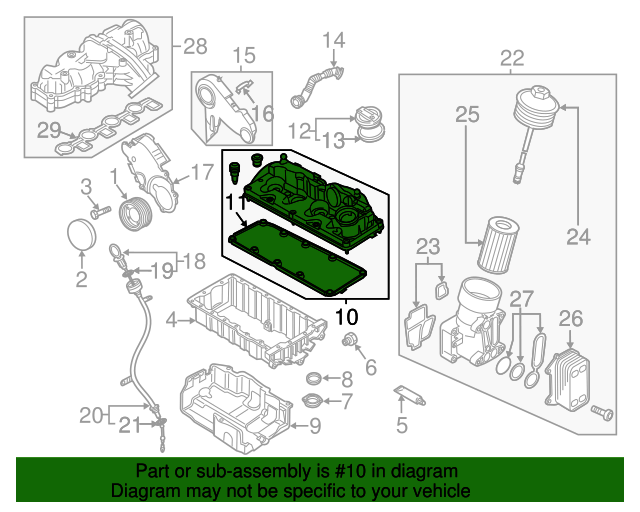 2012-2014 Volkswagen Passat Valve Cover 03L-103-469-R | VW Direct Auto ...