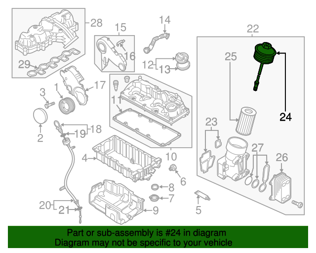 2012-2014 Volkswagen Passat Engine Oil Filter Housing Cover 03L-115-433 ...