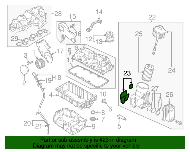 2012-2014 Volkswagen Passat Engine Oil Filter Housing Gasket Set 03L ...