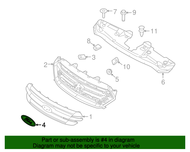 Ford Dealership 2011-2019 Ford Grille Emblem CN1Z-8213-C | Ford Parts ...