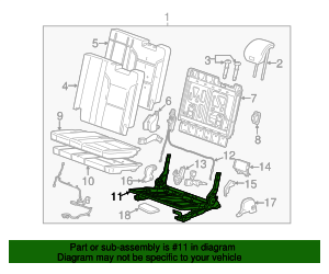 2015-2020 GM Driver Side 3rd Row Seat Cushion Frame 84044946 GM ...