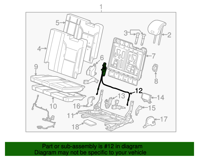 2015-2020 GM Rear Driver Side Seat Recliner Actuator 23169392 GM ...