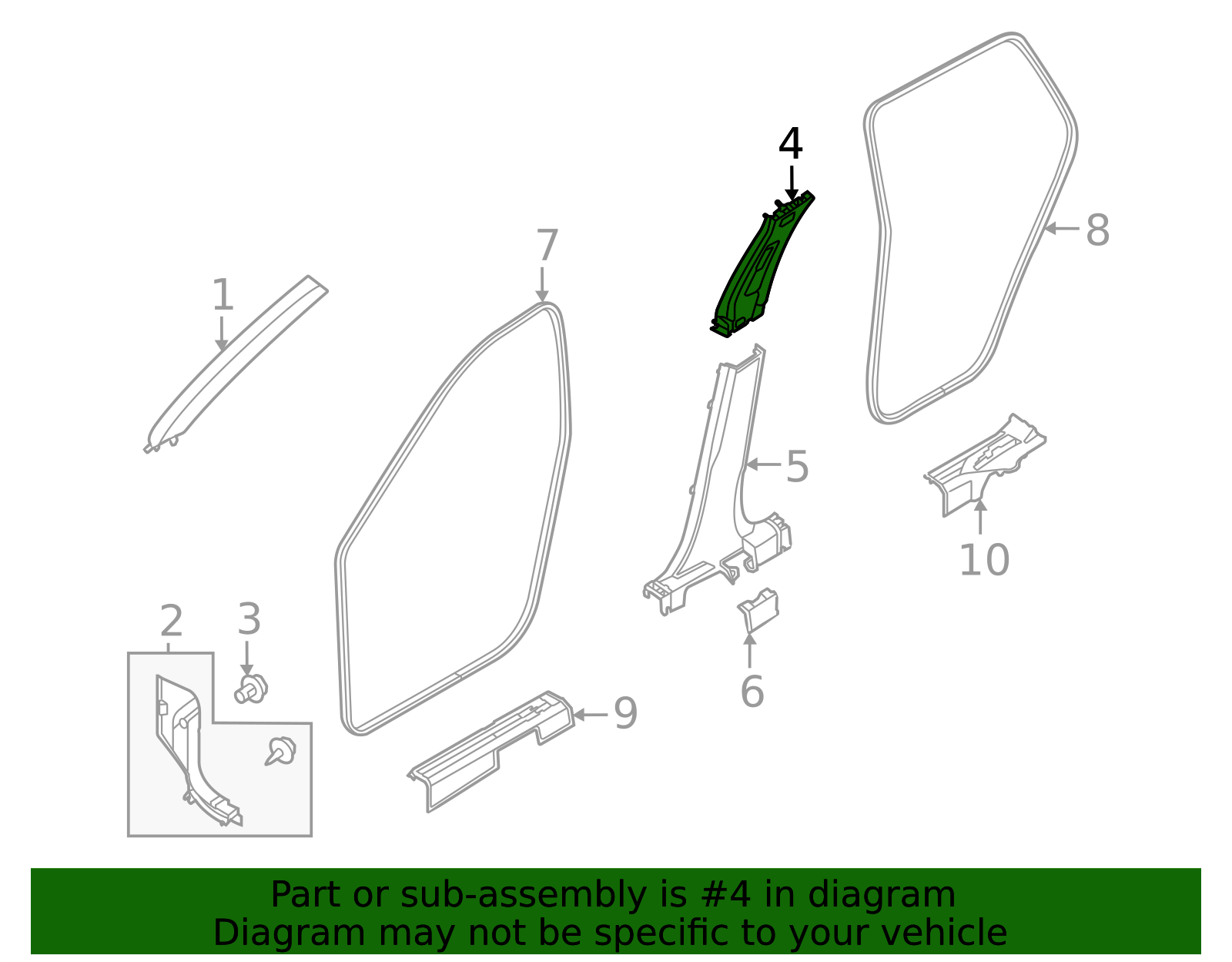 2021-2025 Nissan Rogue Upper Center Pillar Trim 76913-6RA0B | Ziegler ...
