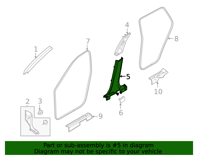 2021-2024 Nissan Rogue Lower Center Pillar Trim 76915-6RA1A | Nissan ...