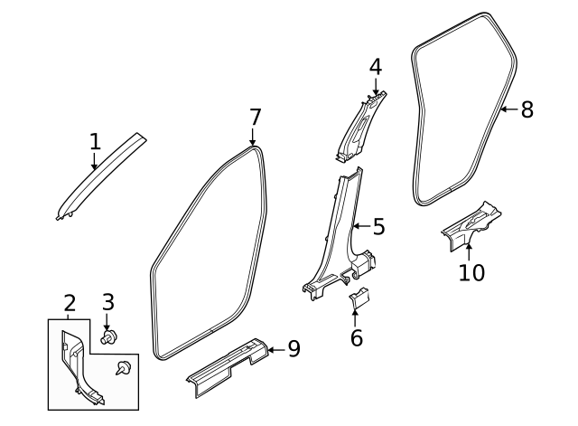 76912-6RA0A - Windshield Pillar Trim - 2021-2022 Nissan Rogue | Nissan ...