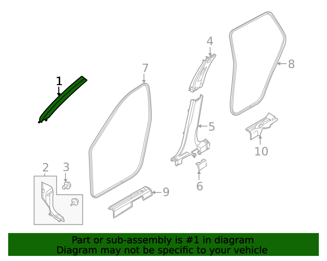 2021-2023 Nissan Rogue Windshield Pillar Trim 76912-6RA2A | World OEM ...