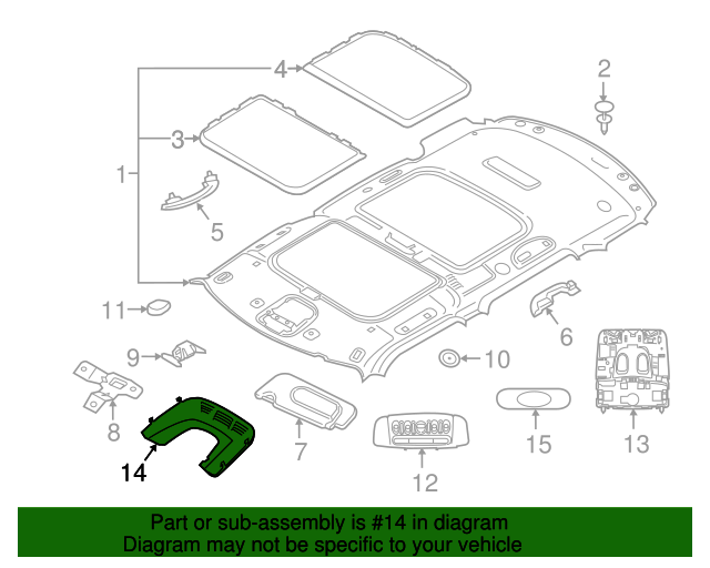 2014-2024 Mini Trim, roof function center, gray 61-31-9-291-861 ...