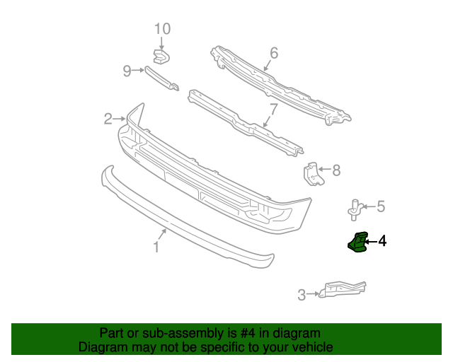 1998-2000 Toyota Tacoma Valance Panel Side Support 52116-35060 | Toyota ...