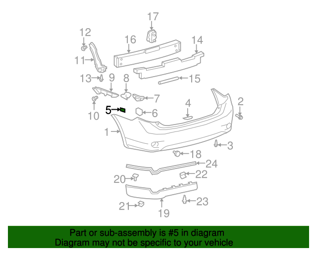 2009-2013 Toyota Corolla Bumper Cover Pad 52461-02040 | Toyota Parts Center