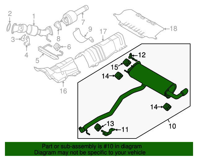 2014-2017 Land Rover Range Rover Evoque Muffler W/Tailpipe LR101997 ...