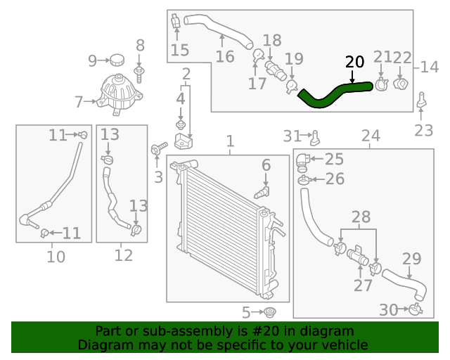 25411-D3500 - Radiator Coolant Hose 2016-2021 Hyundai Tucson ...