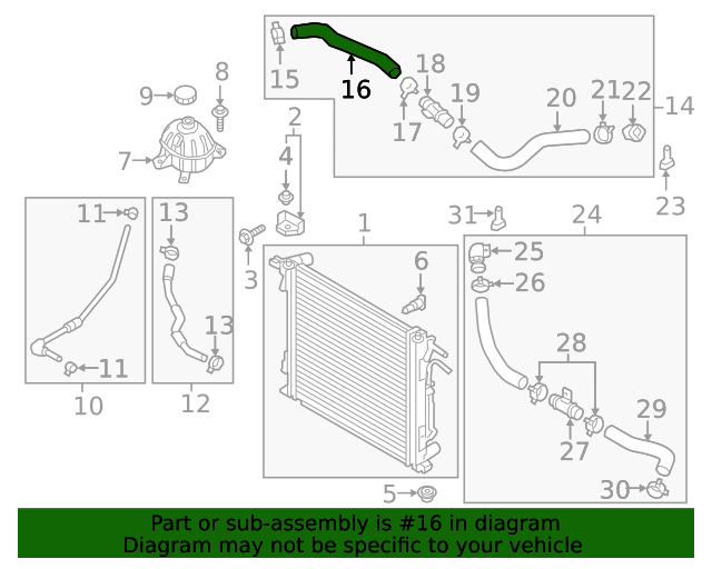25415-D3500 - Radiator Coolant Hose 2016-2021 Hyundai Tucson ...