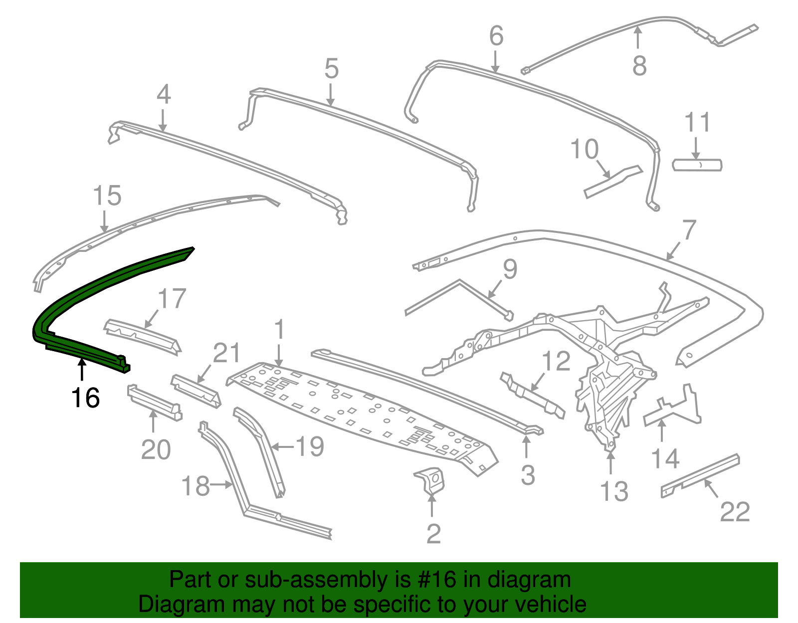 84257336 - Folding Top Front Weatherstrip 2016-2024 Chevrolet Camaro ...