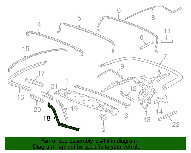 2016-2023 Chevrolet Camaro Folding Top Rear Weatherstrip 84180260 ...