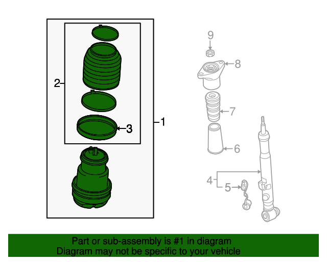 2005-2011 Audi Air Spring 4F0-616-001-K | TascaParts.com