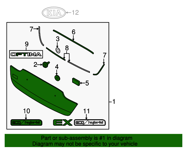 2014-2016 Kia Optima Molding Assembly 87370-2T700-DS | TascaParts.com