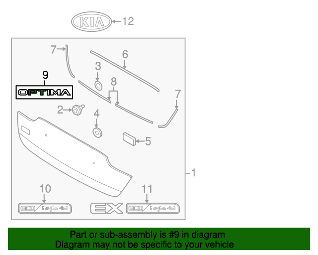 2011-2016 Kia Optima OEM NEW 2011-2016 Kia Optima Hybrid Emblem 'OPTIMA ...