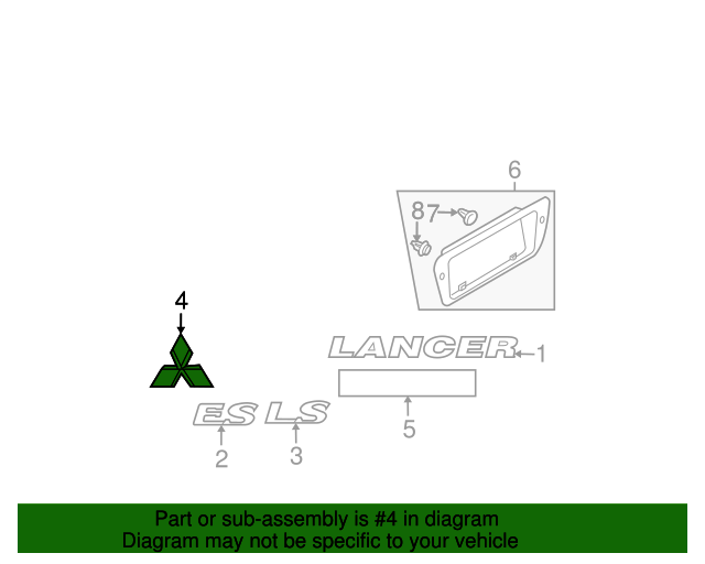 2005 Mitsubishi Lancer Nameplate 7415A033 | Mitsubishi Parts Warehouse