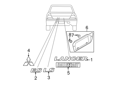 Exterior Trim - Trunk for 2005 Mitsubishi Lancer | Mitsubishi Parts ...