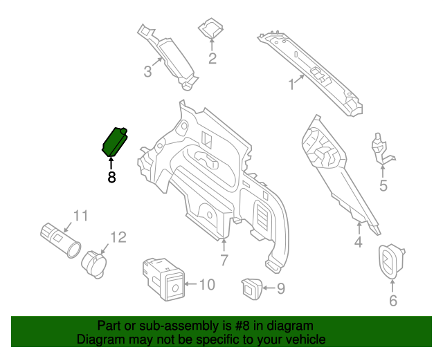 84949-3JA0A (849493ja0a) - 2013-2020 Infiniti Lower Quarter Trim Cap ...