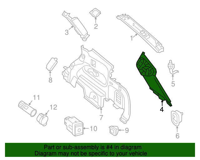 2013-2020 Infiniti Rear Pillar Trim 76936-3JA0A | Harper Infiniti Parts