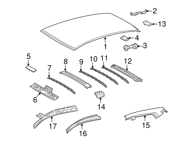 2009-2013 Toyota Matrix Roof Panel Bracket 63187-48010 | Toyota Parts ...