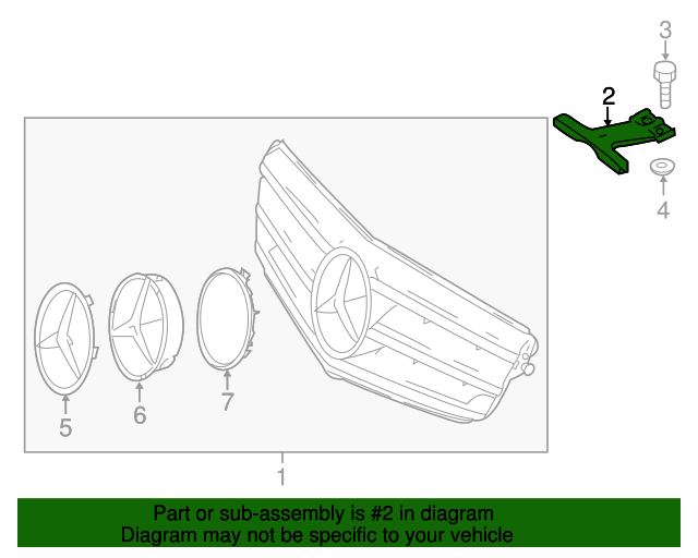 204-885-07-36 - Grille Support Plate 2012-2014 Mercedes-Benz | Mercedes ...