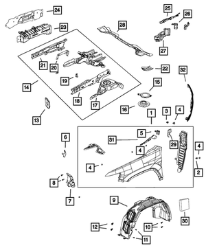 2014-2023 Jeep Cherokee Inner Load Path Beam, Left 68640471AA | Canada ...