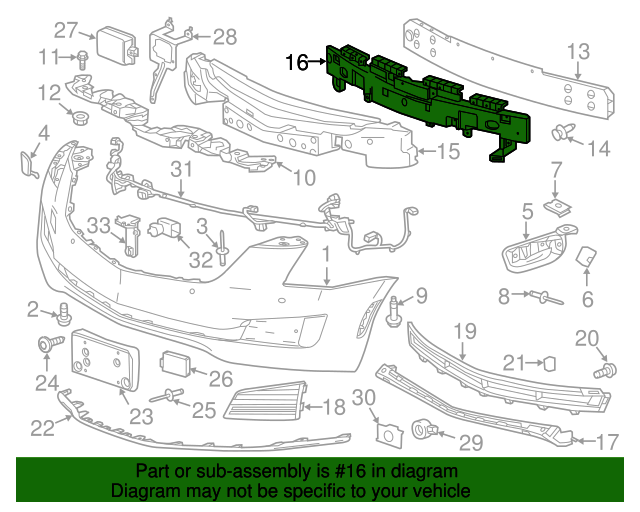 2015-2019 Cadillac ATS Front Bumper Fascia Energy Absorber 23360572 ...