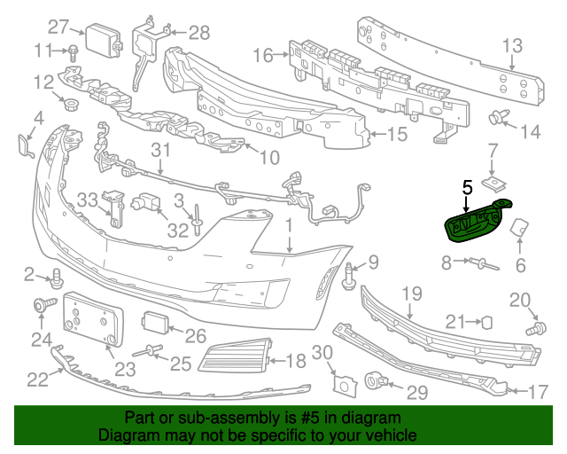 2015-2018 Cadillac ATS Passenger Side Front Bumper Fascia Guide ...