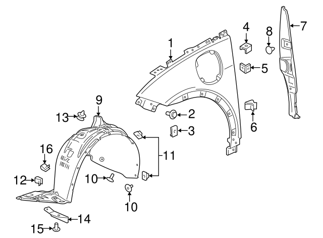 2017-2020 Chevrolet Bolt EV Fender Liner 42689378 | GMPartsDirect.com