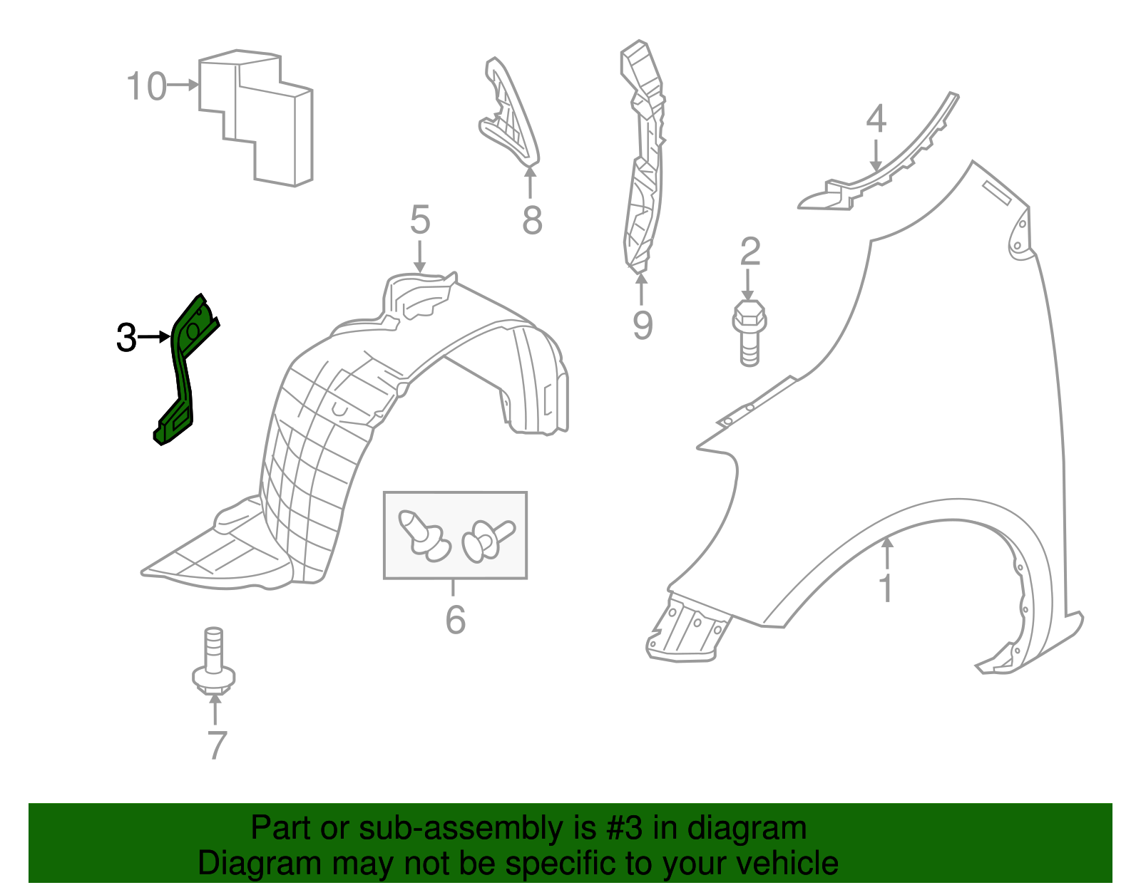 2012-2019 Nissan Versa Fender Bracket F3161-9KAMA | OEM Parts Online