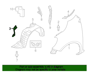 F3160-9KAMA - Fender Bracket 2012-2019 Nissan Versa | Nissan Parts ...