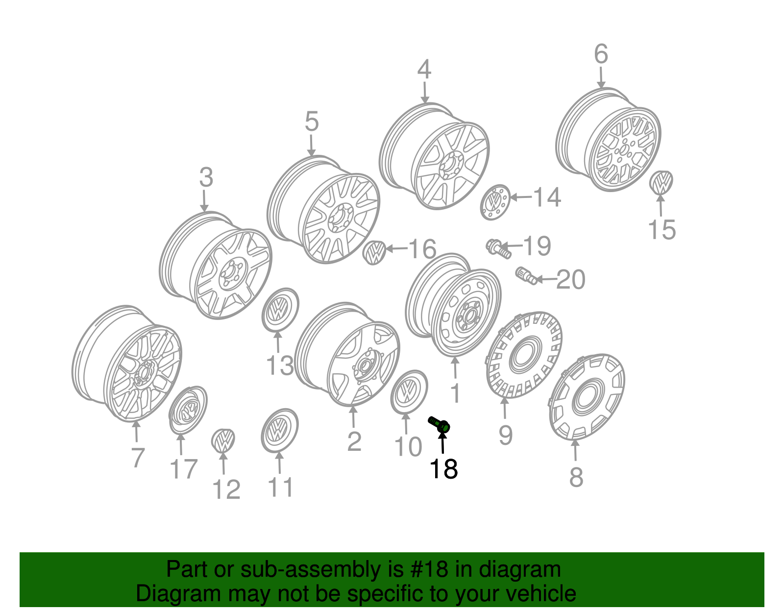 1990-2019 Volkswagen Wheel Bolt WHT-002-437 | VW Parts Center