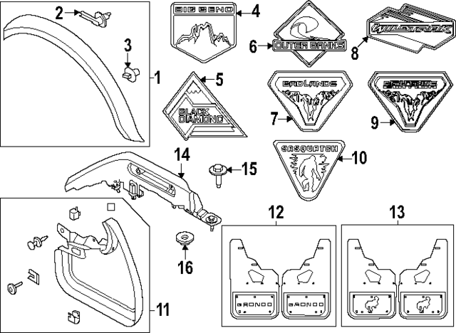 M2DZ-16720-L - Fender Emblem 2021-2024 Ford Bronco | AutoNationParts.com