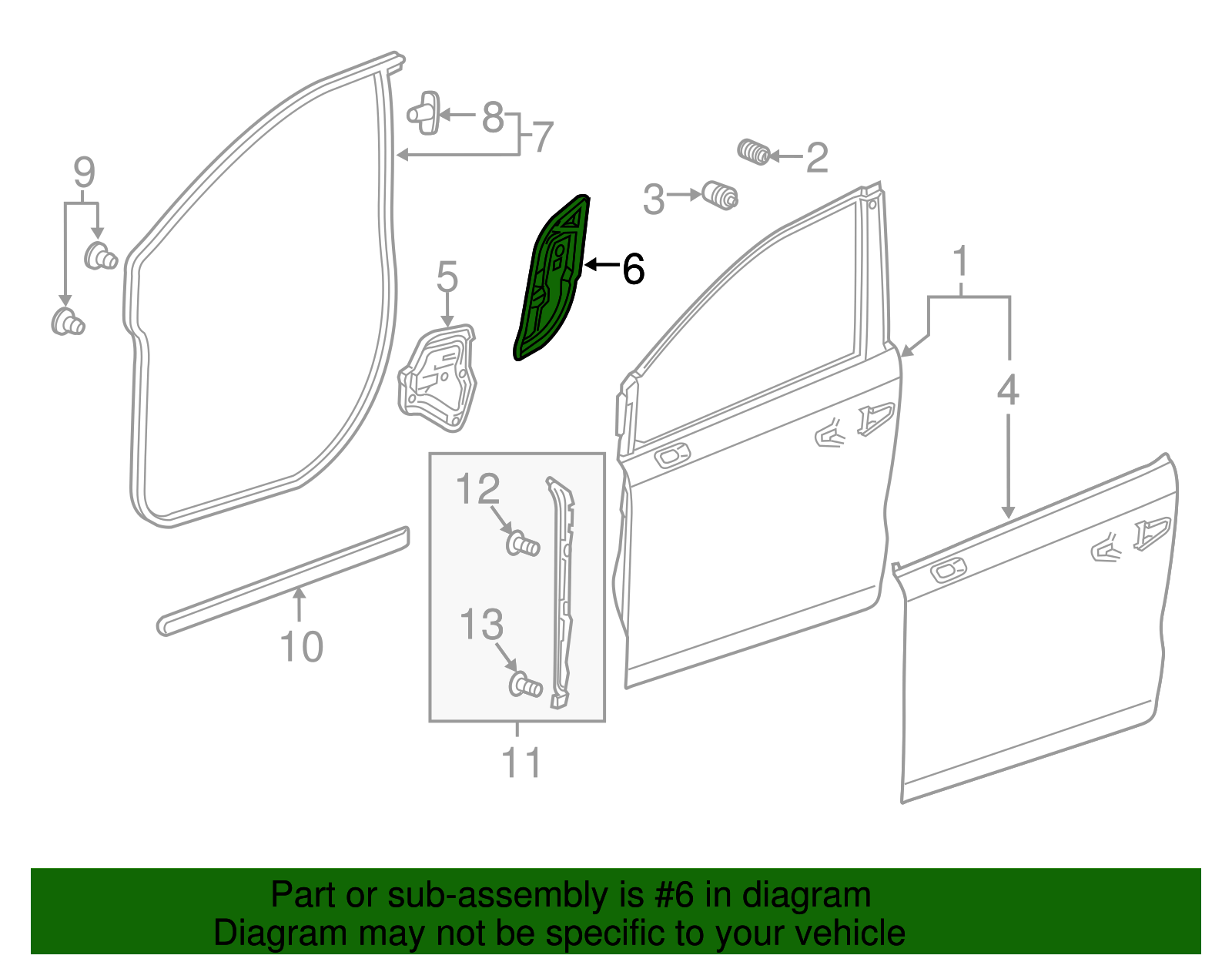72322-THR-A01 - 2018-2024 Honda Odyssey - Seal B R Front Door Hole ...
