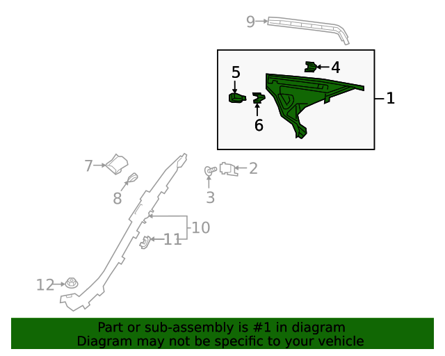 257-690-17-00-9K30 - Upper Quarter Trim 2019-2020 Mercedes-Benz ...