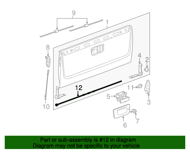 2007-2014 GM Tailgate Torque Rod 25889654 GM | GMPartsDirect.com