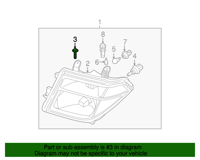 2005-2021 Nissan Headlight Mounting Bolt 01121-0041U | TascaParts.com