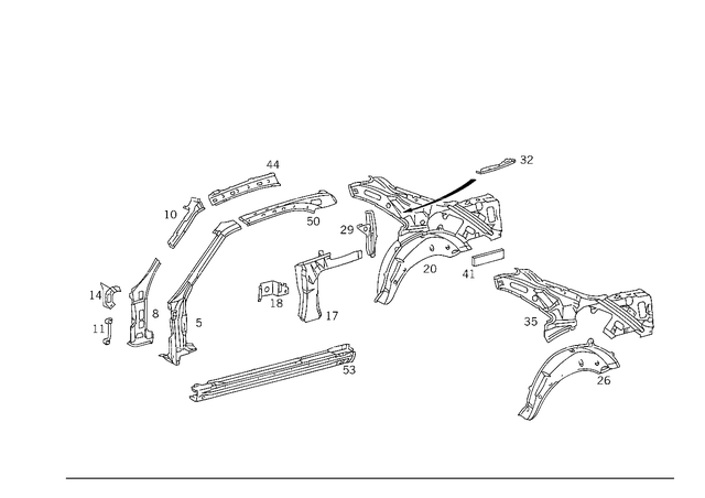140-637-05-47 - Roof Frame 1984-1993 Mercedes-Benz 500SEC | Mercedes ...