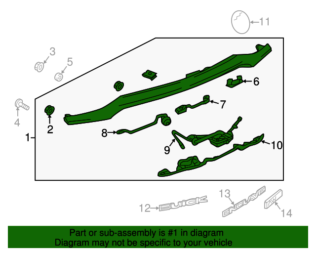 2018-2019 Buick Enclave Bright Chrome Rear Closure Center Applique ...