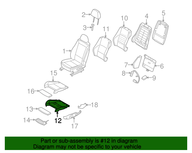 52-10-7-118-410 - Seat Cushion Pad - 2006-2015 BMW | BMWPartsHub