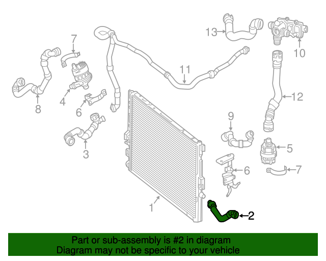 213-501-37-00 - Radiator Coolant Hose 2018-2021 Mercedes-Benz ...