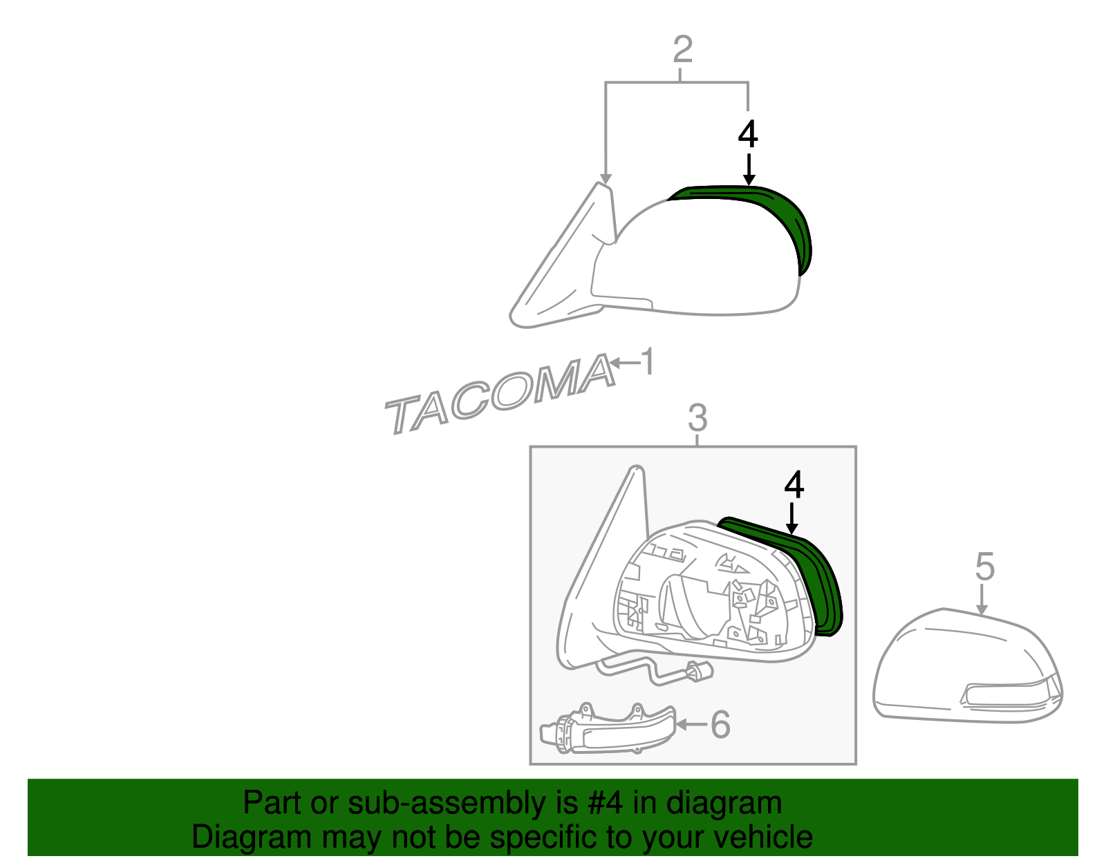 2007-2011 Toyota Tacoma Mirror Glass 87908-04180 | OEM Parts Online