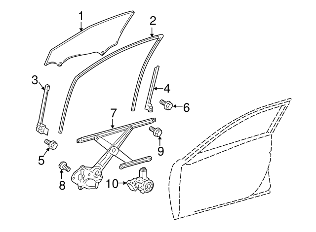 2007-2011 Toyota Camry Window Regulator Guide 67404-06030 | Toyota Parts