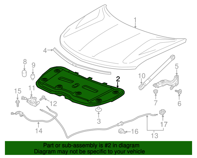 2018-2024 Chevrolet Hood Insulator 23165698 GM | GMPartsDirect.com