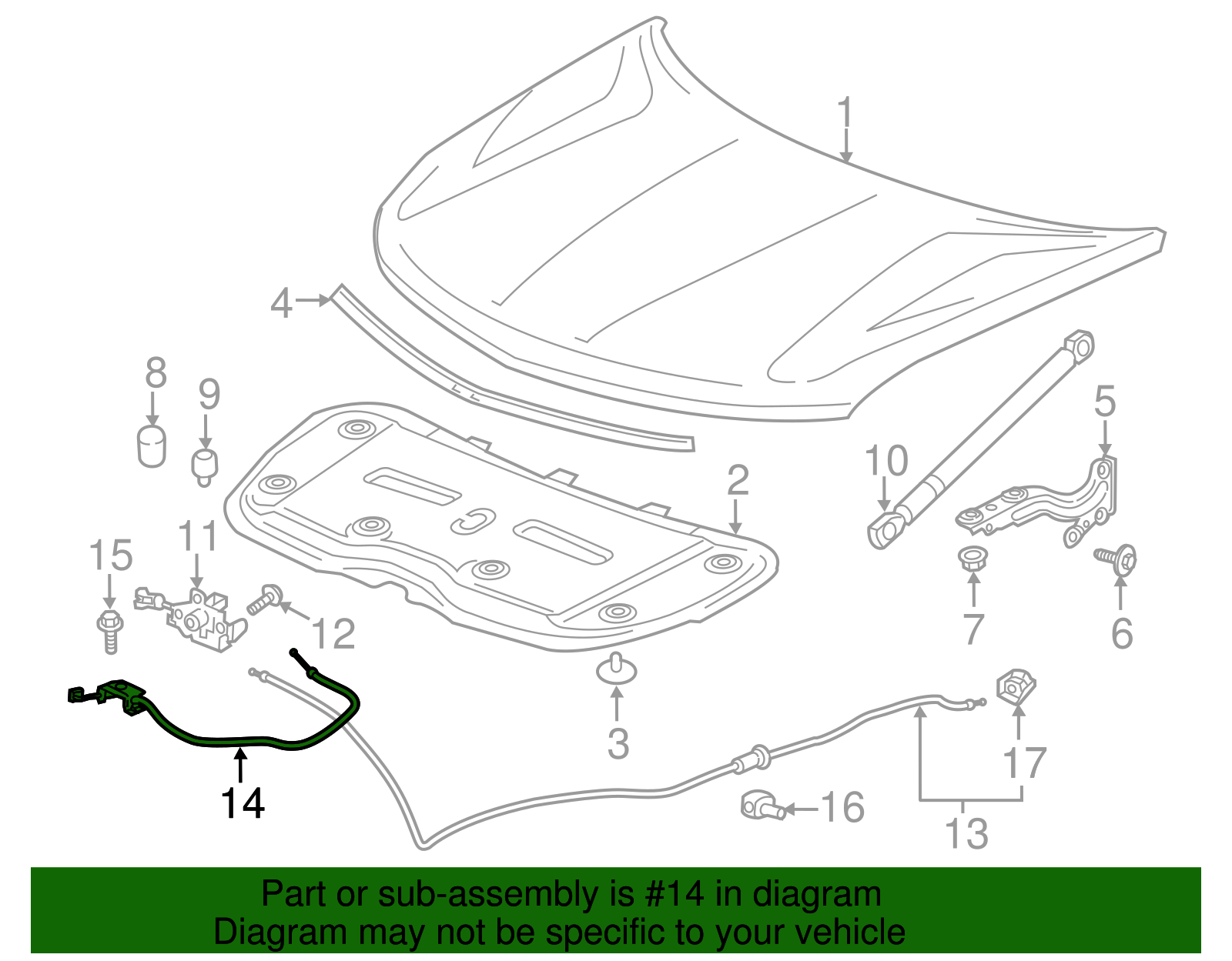 2018-2024 GM Hood Secondary Latch Release Cable 84215989 GM ...
