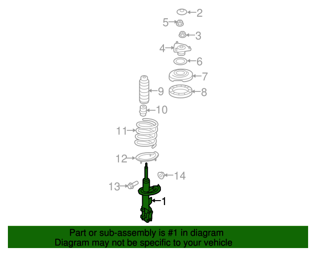 Genuine Strut for 2007-2010 Hyundai Elantra | Part# 54651-2H000 ...